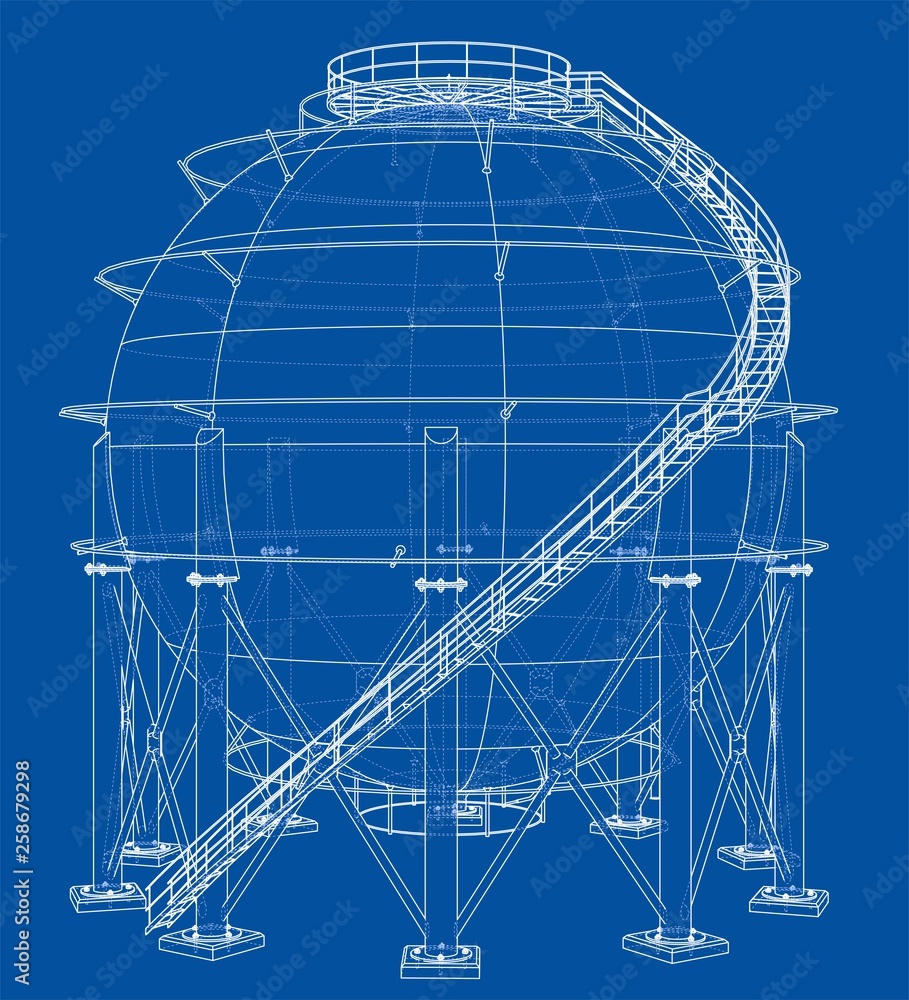 Spherical gas tank outline. Vector Stock Vector | Adobe Stock
