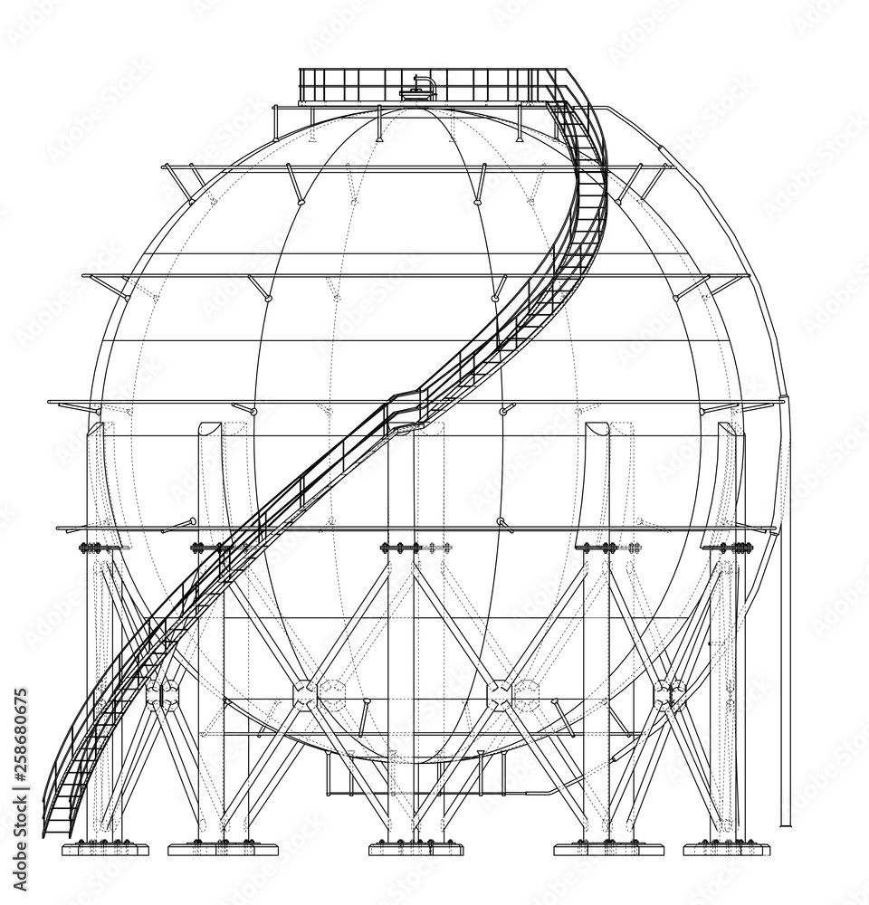Spherical gas tank outline. Vector Stock Vector | Adobe Stock