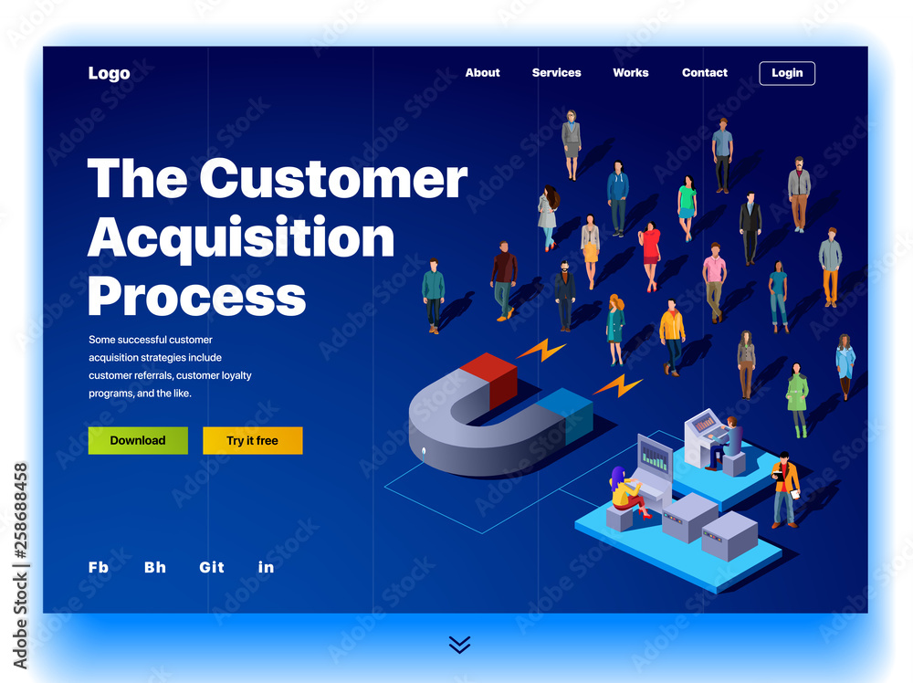Website providing the service of the customer acquisition process ...