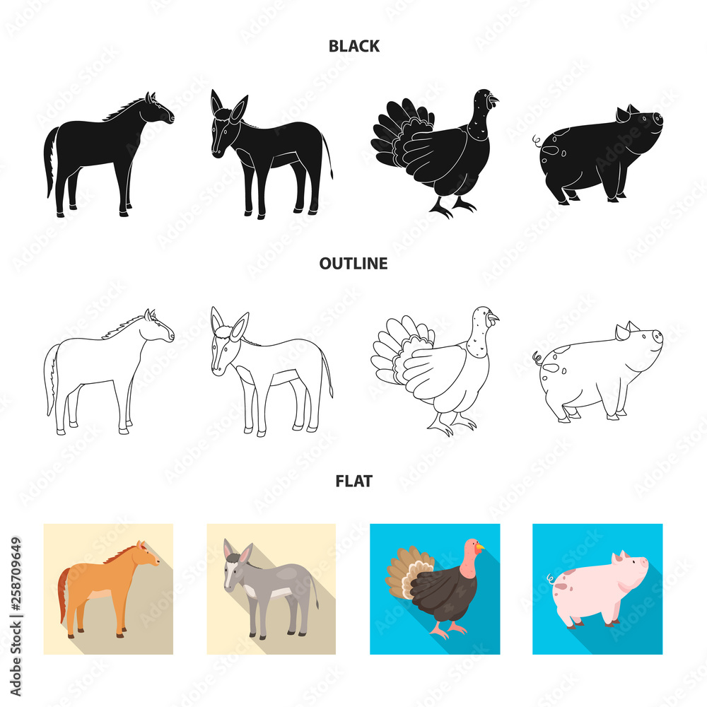 Vector illustration of breeding and kitchen symbol. Collection of ...