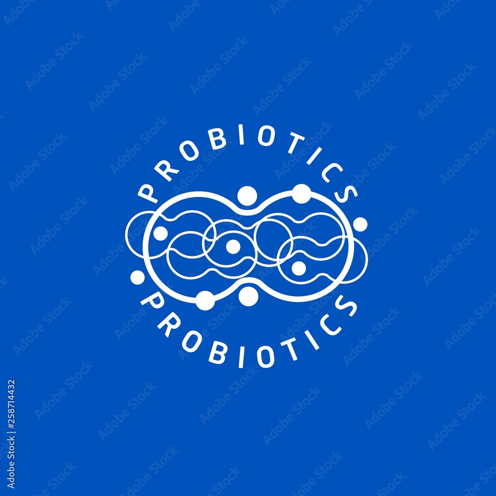Probiotics logo. Bacteria logo. Concept of healthy nutrition ingredient ...