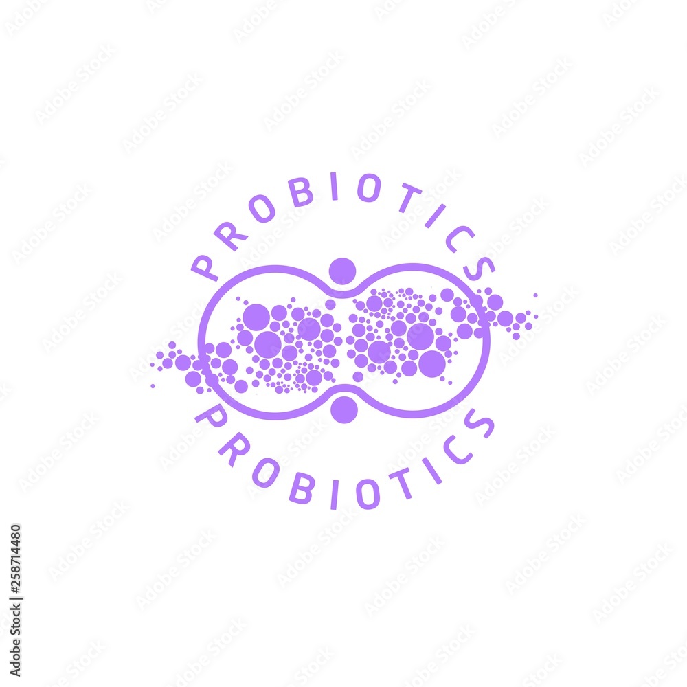 Probiotics logo. Bacteria logo. Concept of healthy nutrition ingredient ...