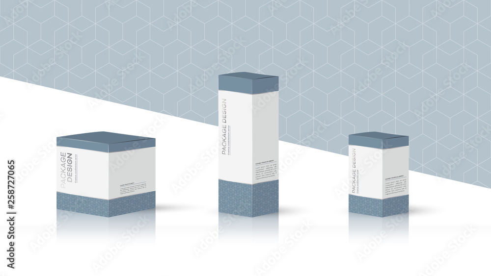 Box, petroleum blue packaging template for product vector design ...