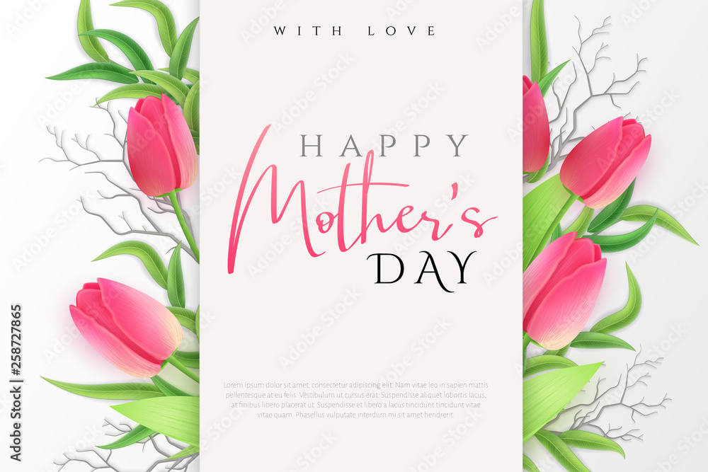 Vector Illustration Of Mothers Day Greetings Banner Template With