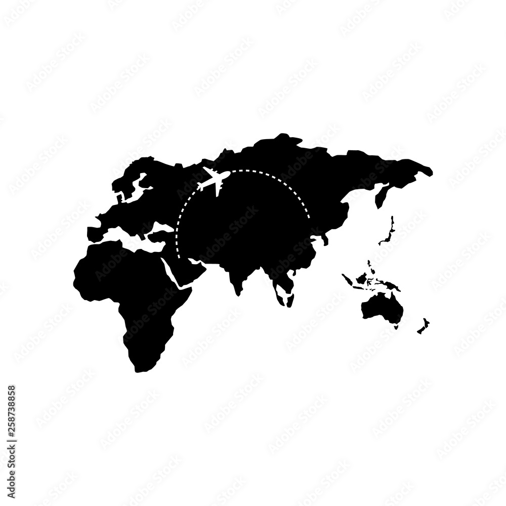 World map vector, isolated on white background. Flat Earth, gray map ...