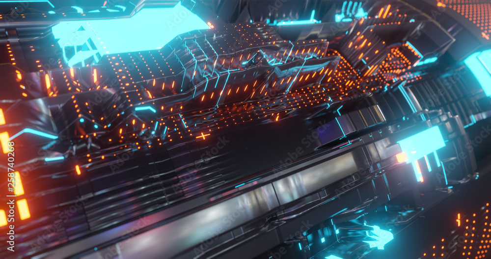 Ilustrace „Abstract technology background, led and flickering particles ...