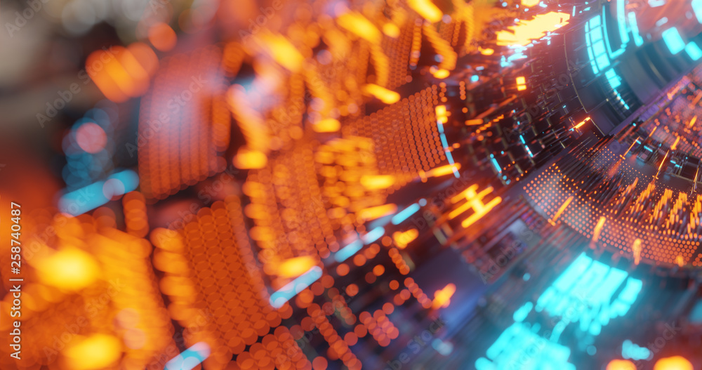 Abstract technology background, led and flickering particles. Animation ...