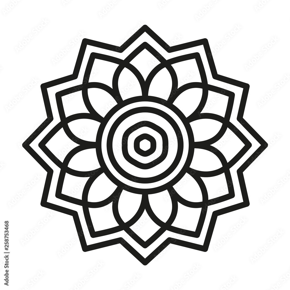 Simple Mandala Shape for Coloring. Vector Mandala. Floral. Flower ...