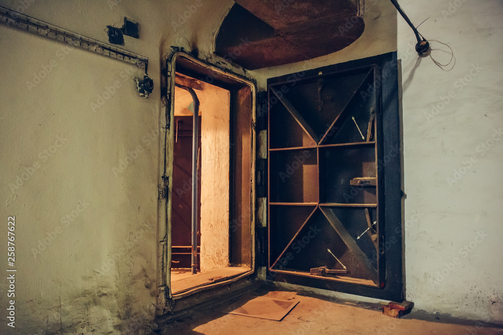 Steel armored door or gate in underground Soviet nuclear military ...