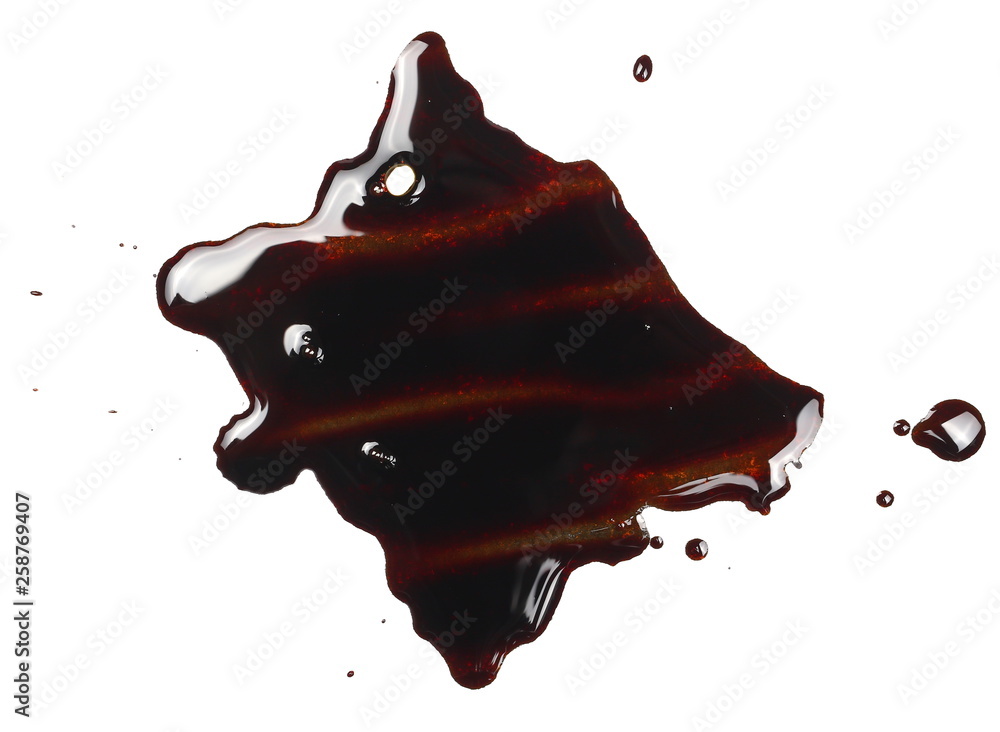 Old spilled engine oil puddle and splash isolated on white background ...