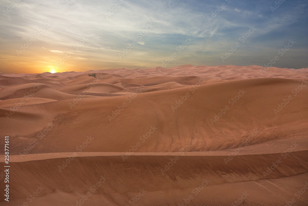 Sunrise sand desert landscape, UAE, Dubai Stock Photo | Adobe Stock