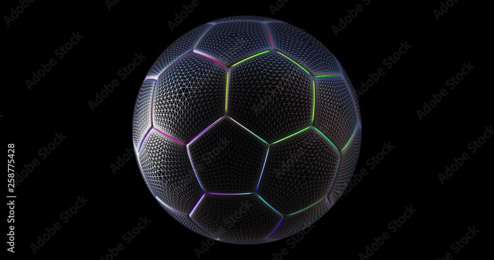 Abstract animation of soccer ball. Looped animation with alpha channel ...
