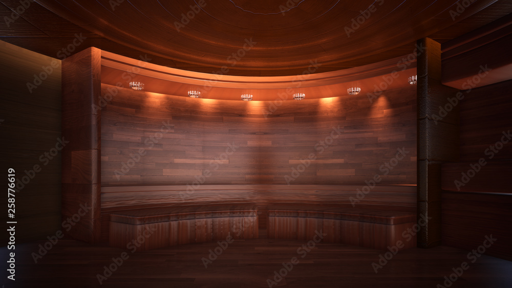 three-dimensional color background for wooden TV studio 3d rendering ...
