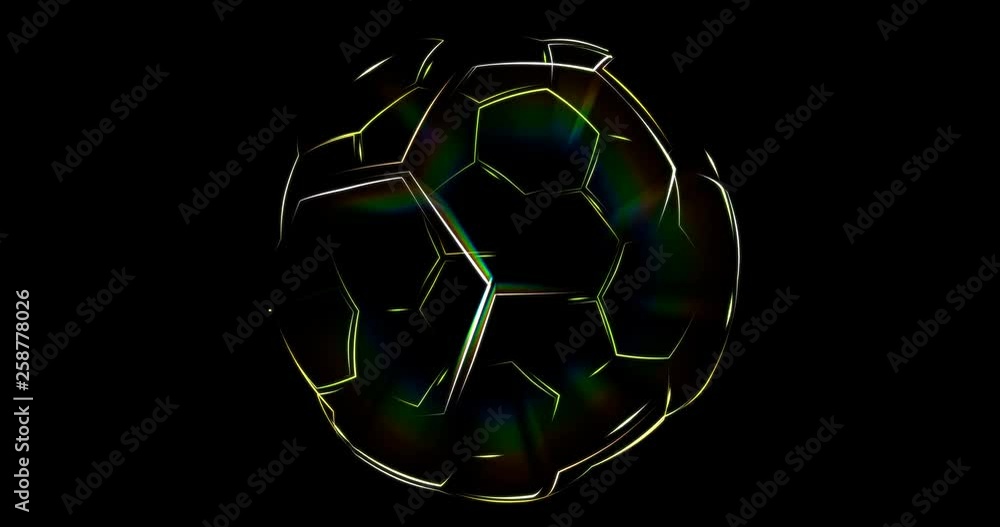 Abstract animation of soccer ball. Looped animation with alpha channel ...