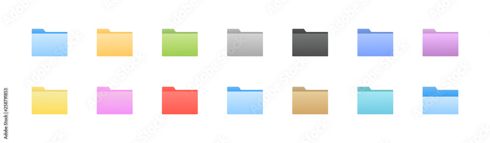 Folder icons set. All type of document, file formats vector ...