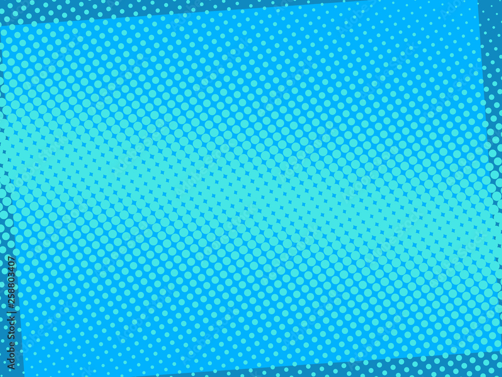 Blue comic background with halftone dots. Pop art illustration. Stock ...