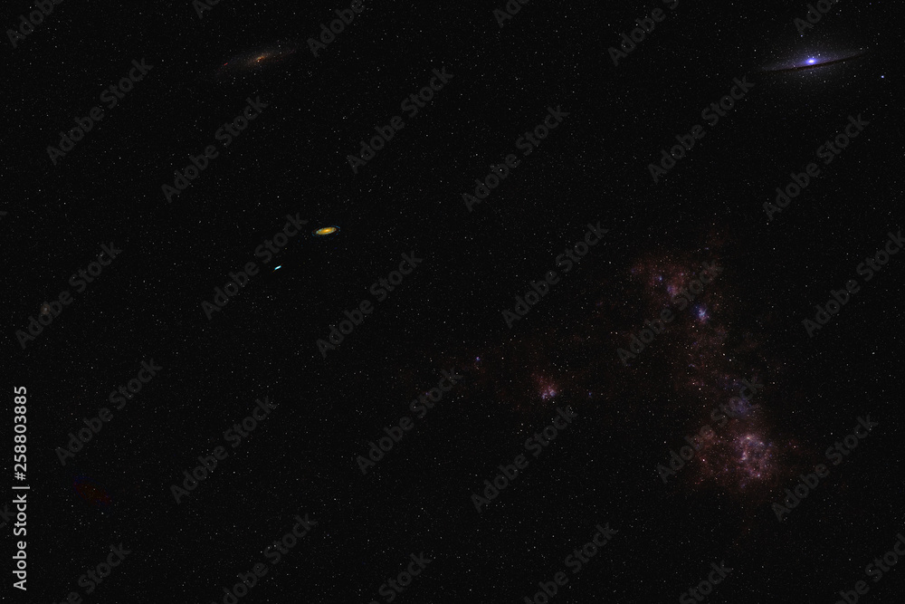 Infinity space with space dust and clouds and far galaxies. Deep and ...