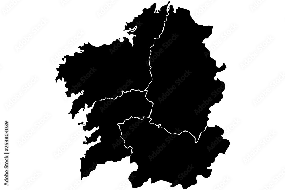Mapa negro de Galicia. Stock Vector | Adobe Stock