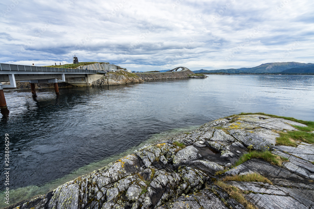 Cloudy landscape with two of the most famous bridges of Norway’s ...