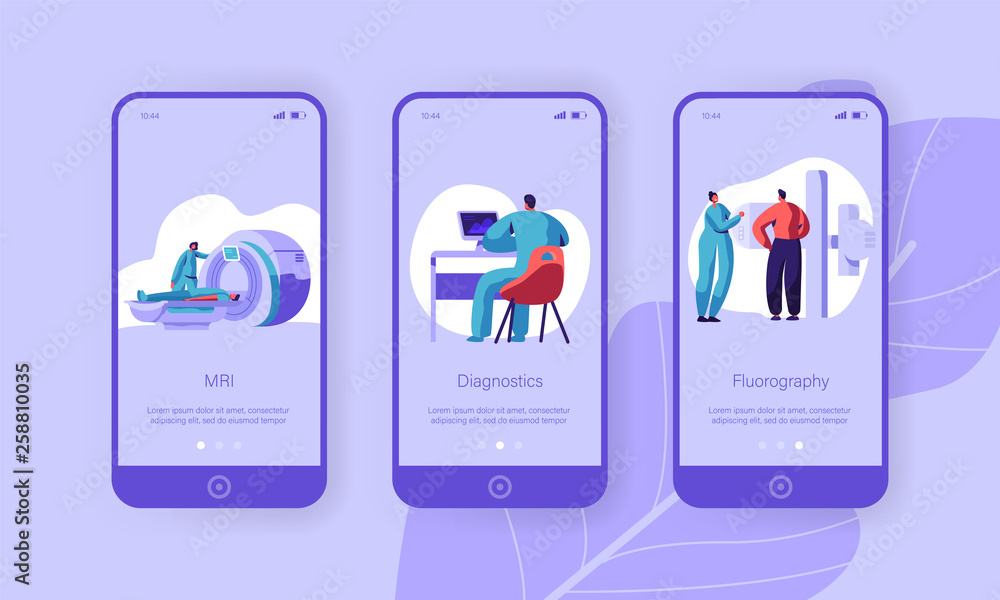 Vetor de Clinic Tomography Diagnostic Mobile App Page Onboard Screen ...