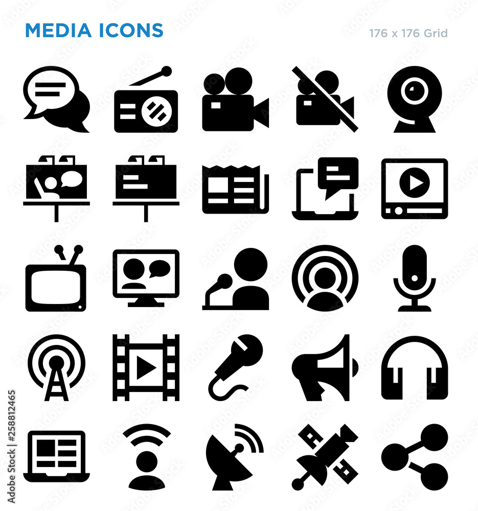Media Vector Icon Set Stock Vector | Adobe Stock