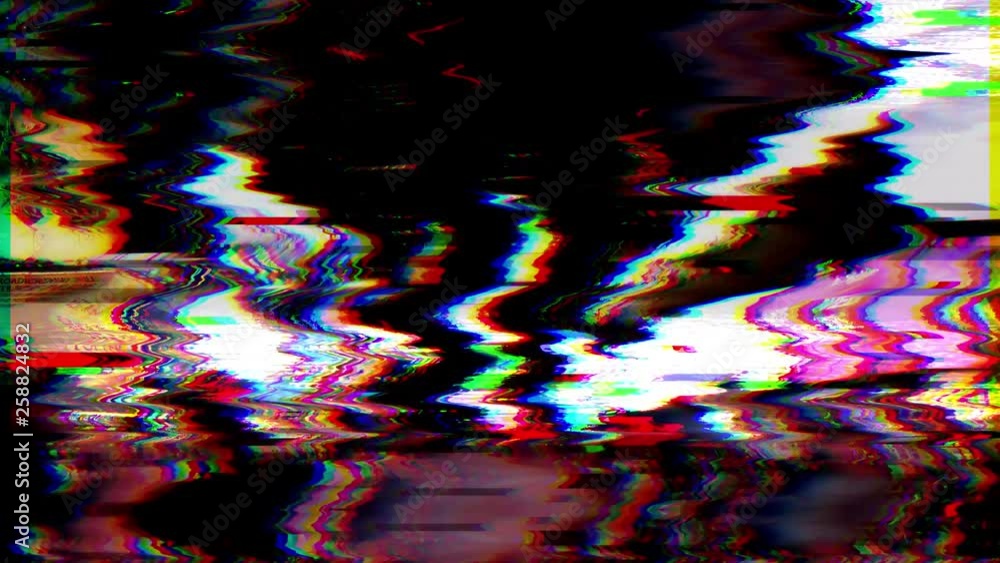 Bad TV reception video signal breakdown or vhs video tape static noise ...