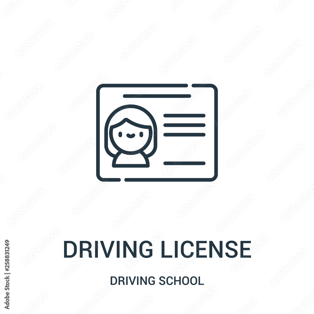 driving license icon vector from driving school collection. Thin line ...