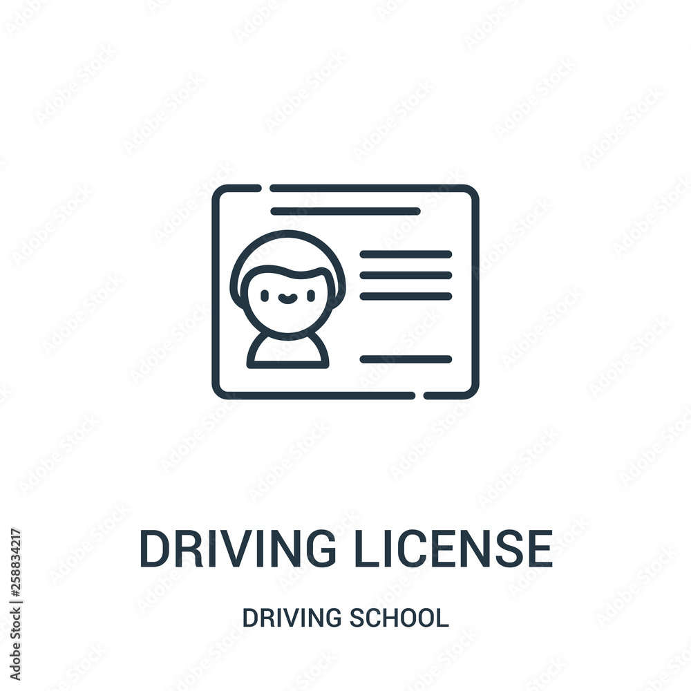 driving license icon vector from driving school collection. Thin line ...