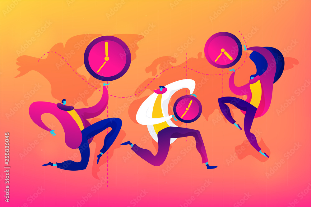 Time zones, international time, world business time concept. Vector ...