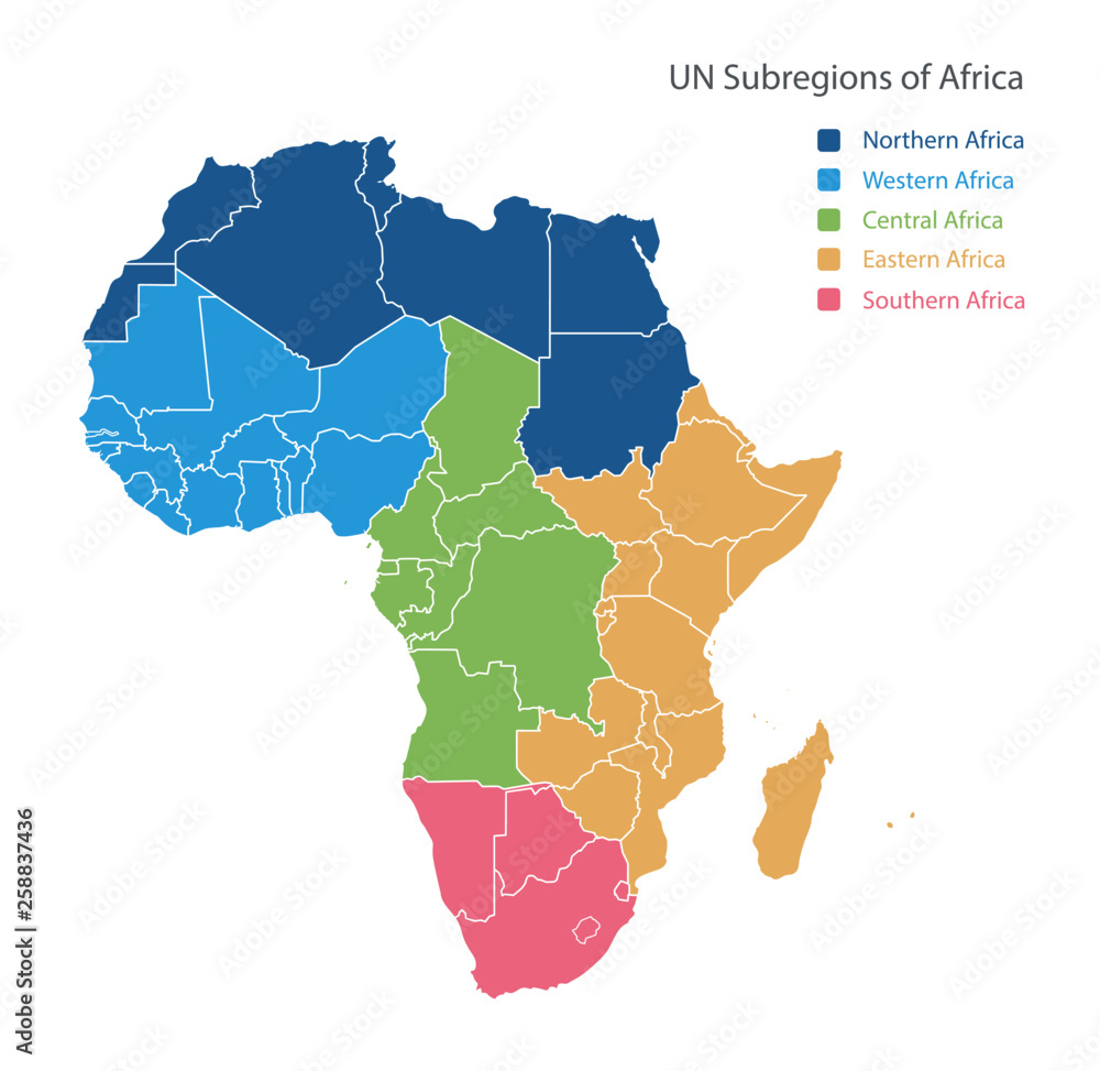 Map of UNSD regions of Africa. Stock Vector | Adobe Stock