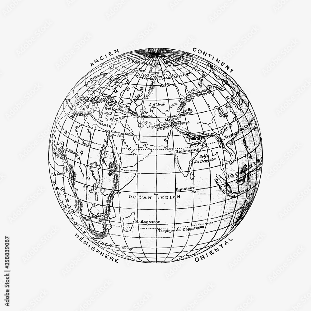 The globe vintage drawing เวกเตอร์สต็อก | Adobe Stock