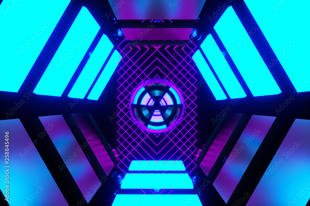 Cyber Punk Neon Scifi Background -Blue and Purple- Futuristic 3D design ...