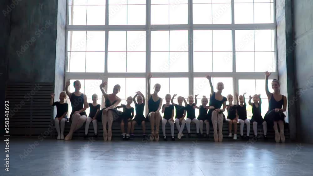 Little girls dance ballet. Children in ballet class.Little ballerinas ...