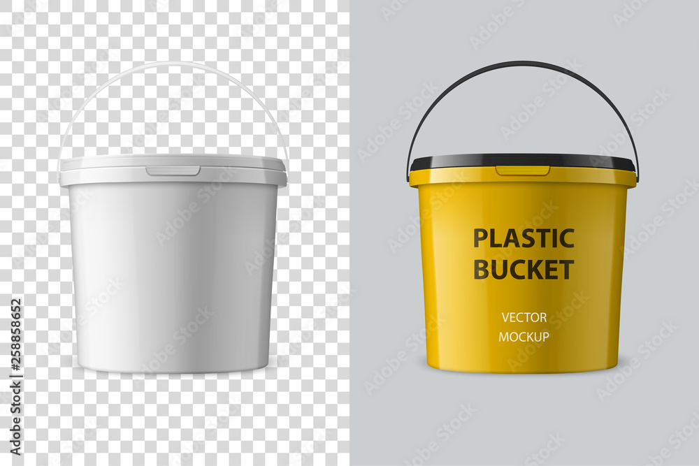 Vector Realistic 3d White Plastic Bucket for Food Products, Paint ...
