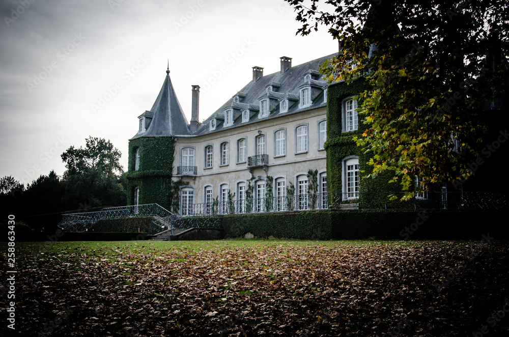 Solvay Castle, in La Hulpe, Belgium. Also known as the La Hulpe Castle ...