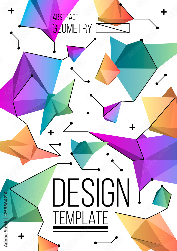 Minimal geometric background with low poly elements. Simple shapes with ...