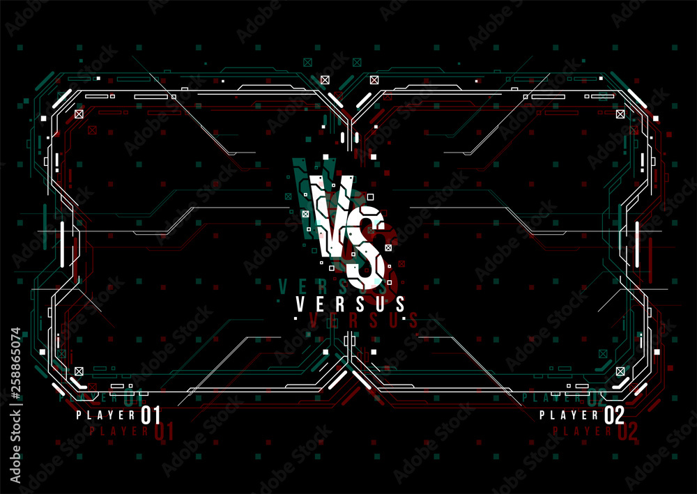 Versus screen design with HUD elements. Announcement of a two fighters ...