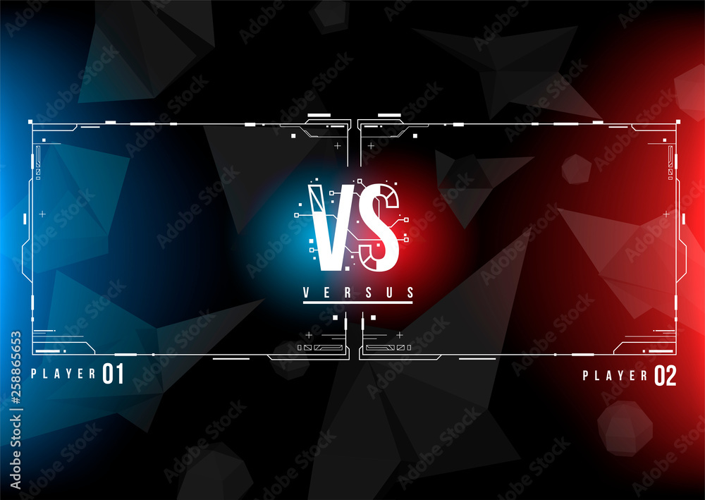 Versus screen design with HUD elements. Announcement of a two fighters ...