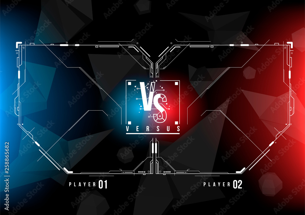 Versus screen design with HUD elements. Announcement of a two fighters ...