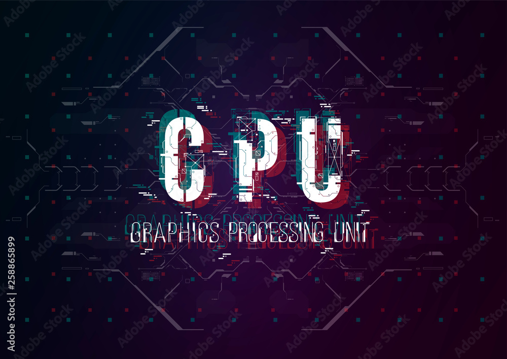 GPU. Conceptual Layout with HUD elements for print and web. Lettering ...