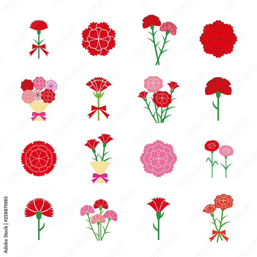 Carnation icon set Stock Vector | Adobe Stock