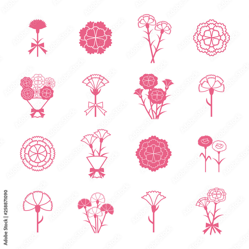 Carnation icon set Stock Vector | Adobe Stock