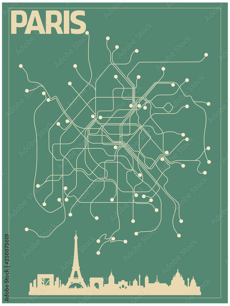 Paris metro map Stock Vector | Adobe Stock