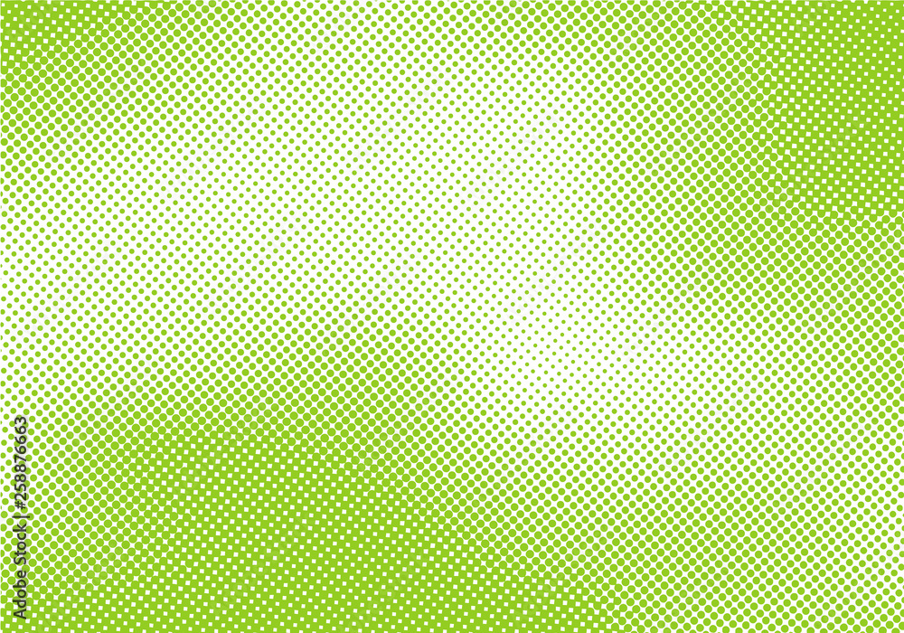 Abstract bright green pop art retro background with halftone comic ...