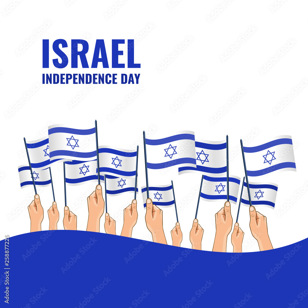 Vector Illustration on the theme Independence Day of Israel. Hands hold ...