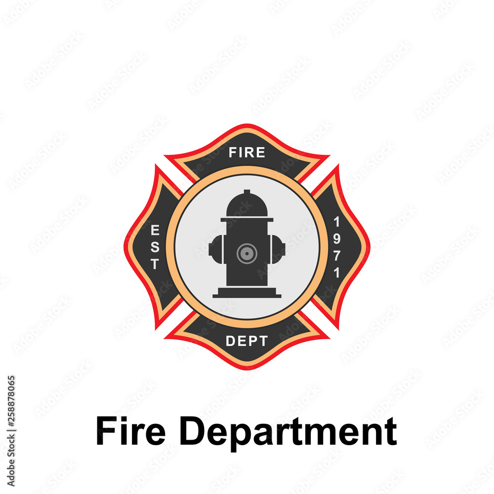 Fire Department, EST. icon. Element of color fire department sign icon ...