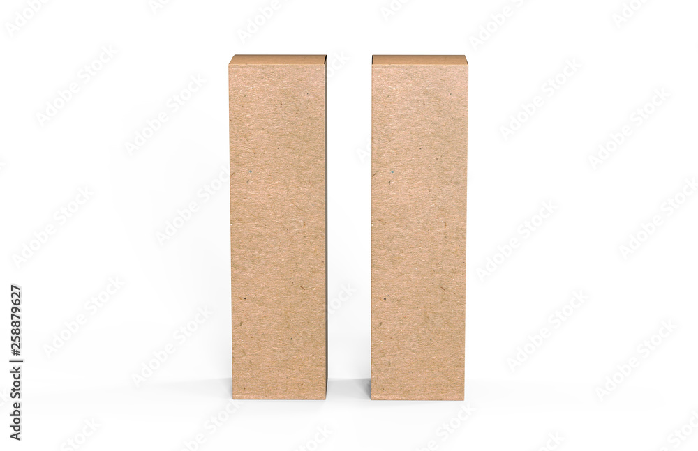 Tall corrugated cardboard shipping box, mock up template box on isolated white background, 3d ...