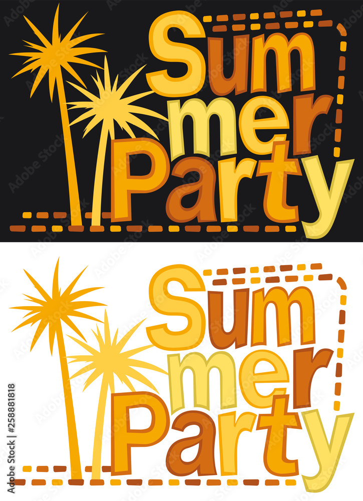 Summer party, banner. Retro style lettering phrase “Summer party ...