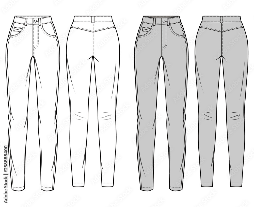 PANTS fashion flat sketch template Stock Vector | Adobe Stock