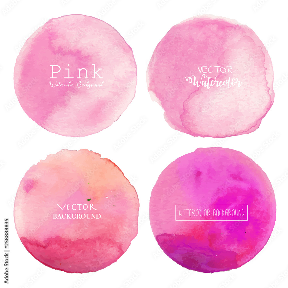 Pink watercolor circle background, Pastel watercolor logo, Vector ...